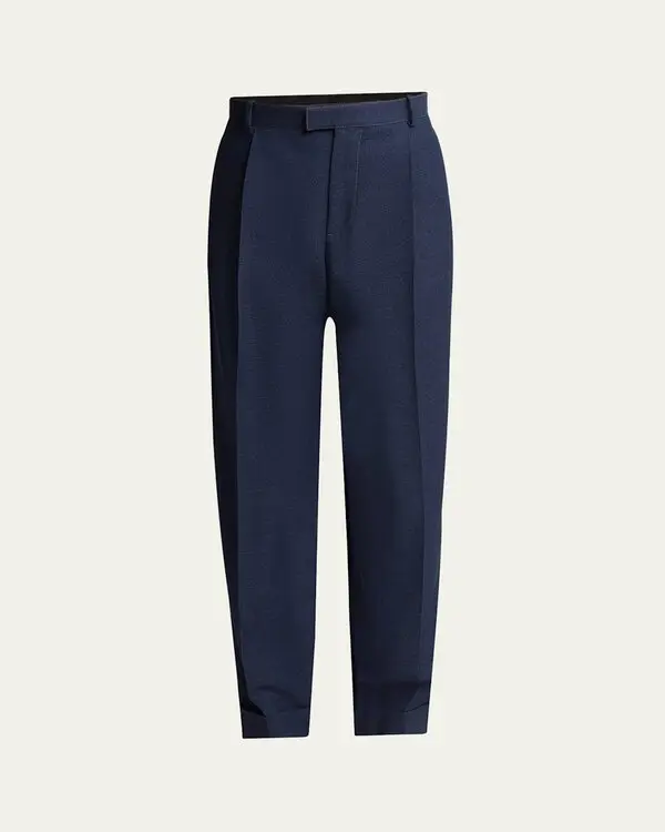 Bottega Veneta Wide-leg Melange Wool Drill Trousers