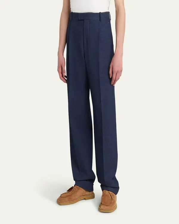 Bottega Veneta Wide-leg Melange Wool Drill Trousers