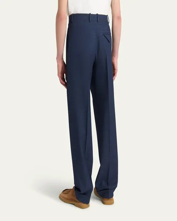 Bottega Veneta Wide-leg Melange Wool Drill Trousers