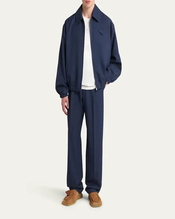Bottega Veneta Wide-leg Melange Wool Drill Trousers