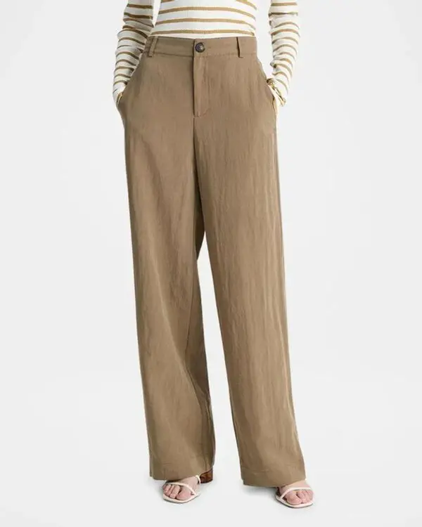 Vince Mid-rise Wide-leg Pants - Tapenade