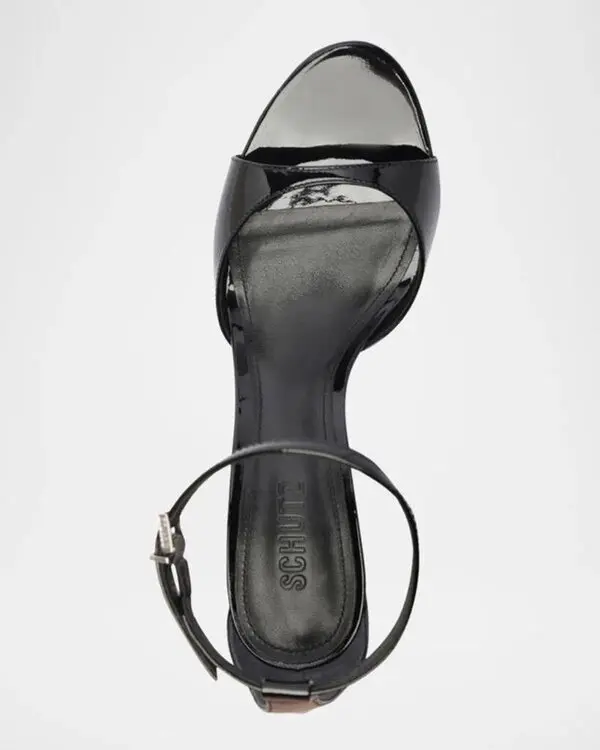 Schutz Scarlett Patent Leather Stiletto Sandals - Black