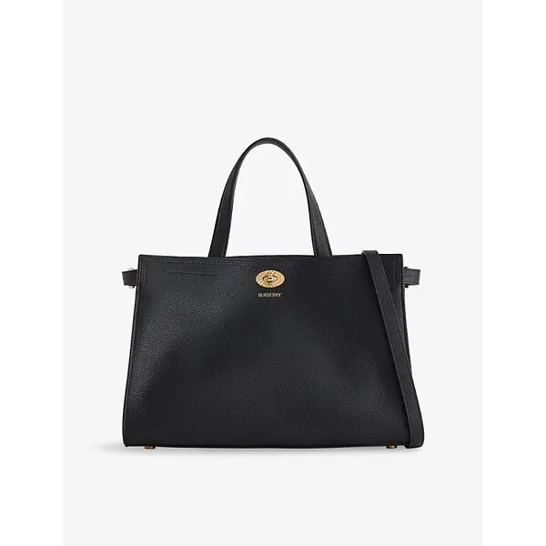 Burberry Small Leather Cotswolds Tote Bag - Black