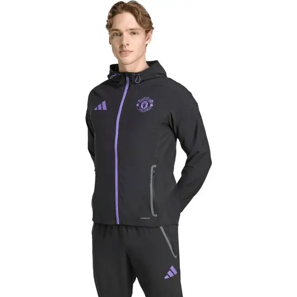 Adidas Manchester United 2025/26 Tiro Vis Tech Travel Jacket - Black
