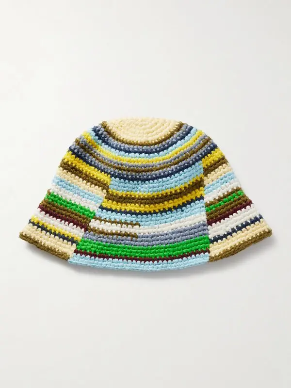 THE ELDER STATESMAN Crocheted Bucket Hat - Green