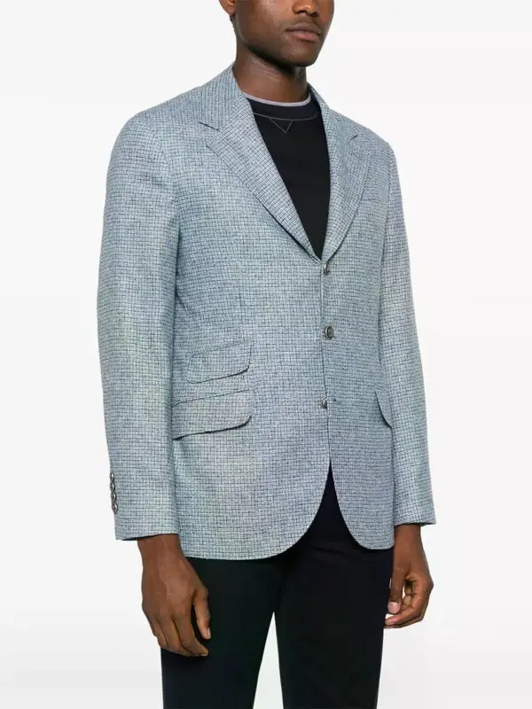 Brunello Cucinelli Checked Blazer - Blue