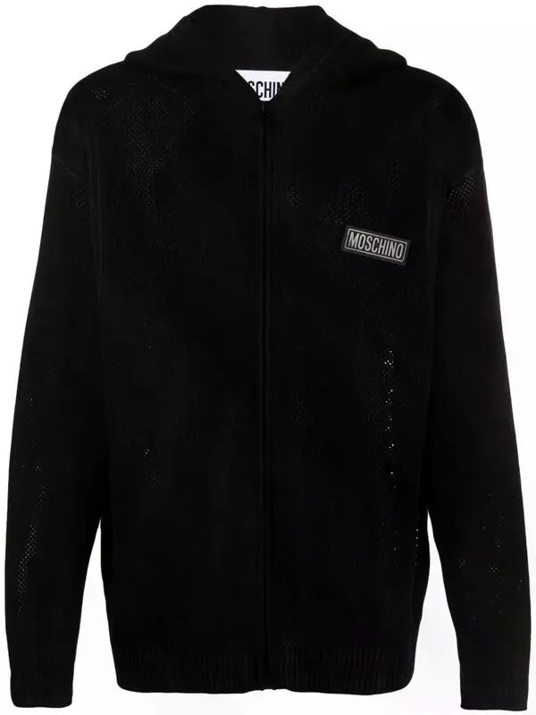 Moschino Logo-patch Open-knit Hoodie