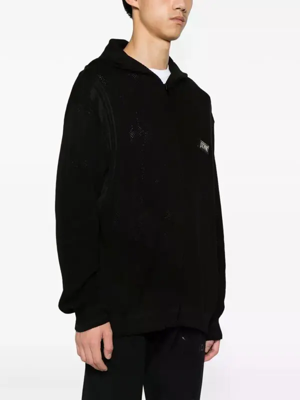 Moschino Logo-patch Open-knit Hoodie
