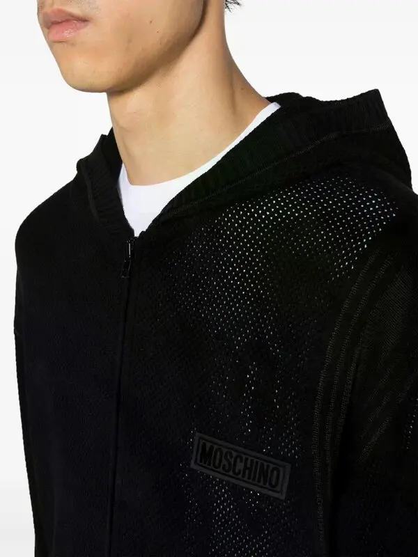 Moschino Logo-patch Open-knit Hoodie
