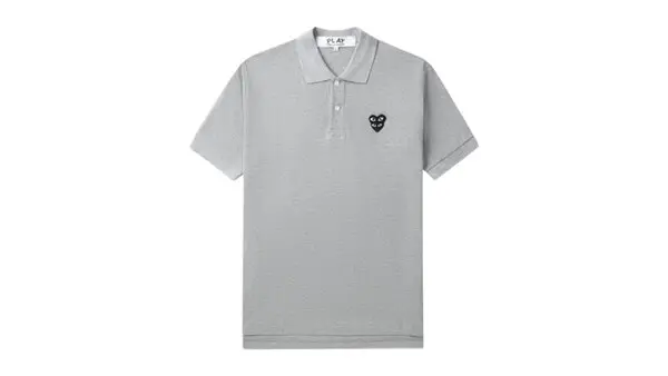 Play Comme Des Garcon Stacked Heart Polo Shirt - Grey