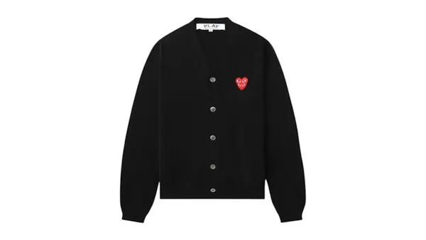 Play Comme Des Garcon Merged Heart Cardigan - Black