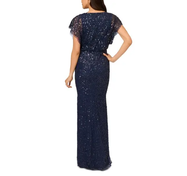 strapless floral lace dress Strapless Sequin Floral Embroidered Sheer Maxi Dress Pink / 4