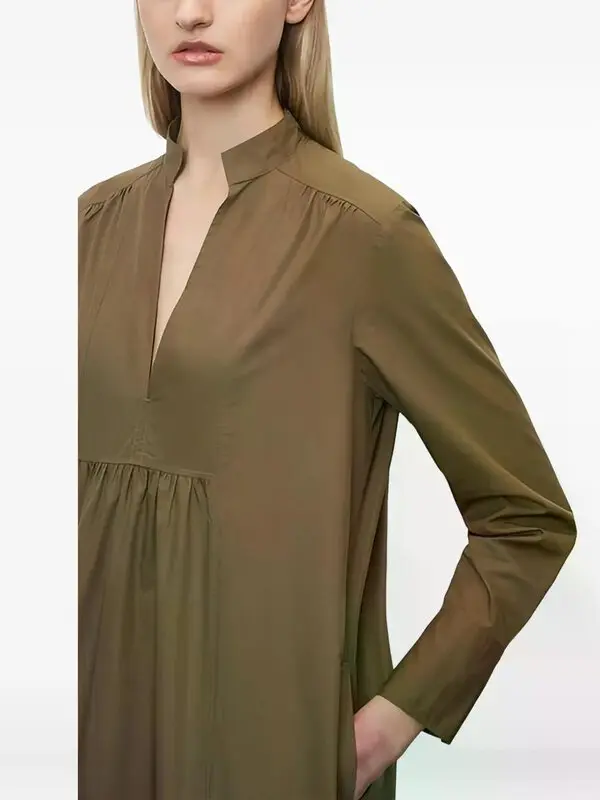 Marc O'polo Pleated Long-sleeved Midi Dress - Brown
