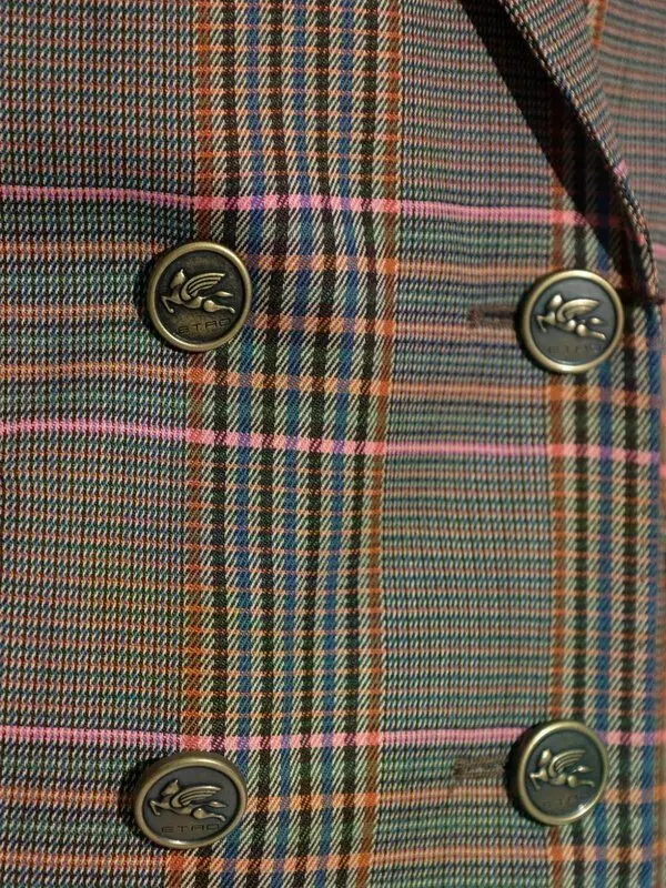 Etro Checked Double-breasted Blazer - Brown