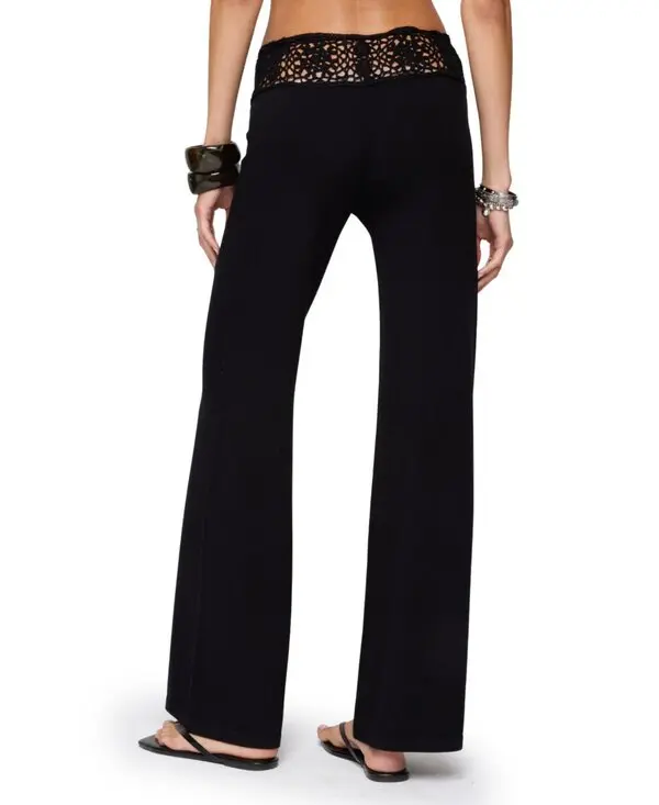 EDIKTED Crochet Waist Knit Pants - Black