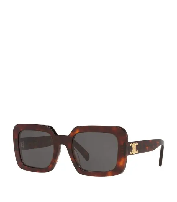 Celine Tortoiseshell Square Triomphe Sunglasses - Brown