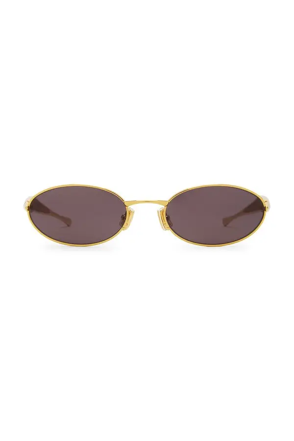Bottega Veneta Sardine Sunglasses In Metallic Gold - Gold & Grey