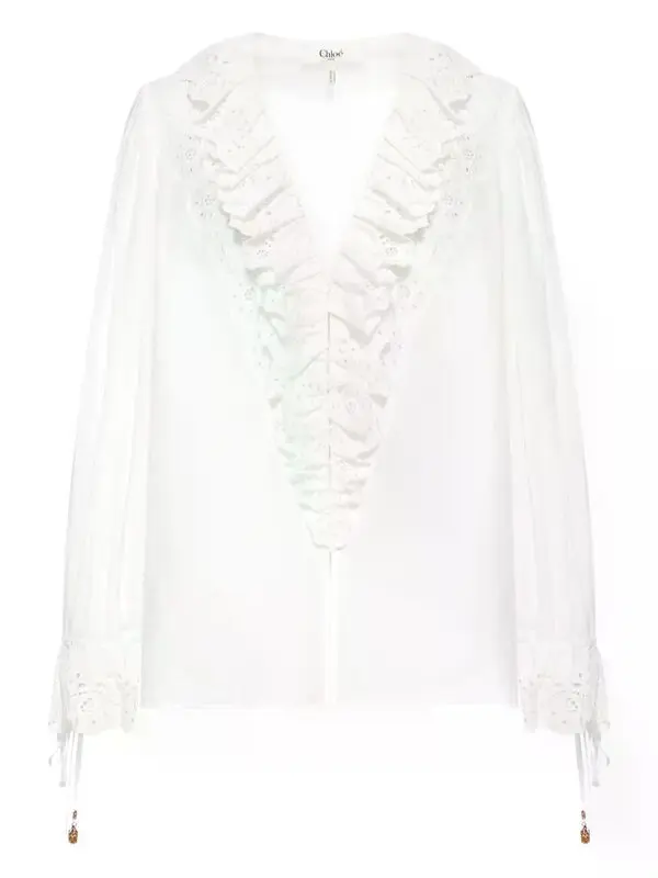 Chloé - Broderie-Anglaise Ruffled Blouse