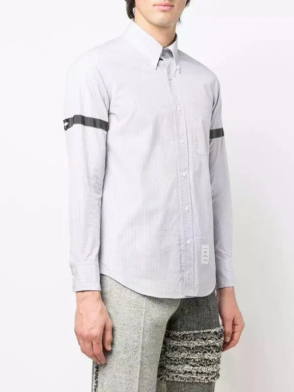 Thom Browne Grosgrain-armband Cotton Shirt - Grey