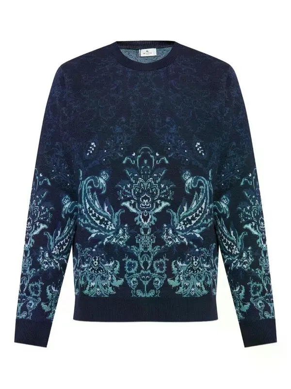 Etro Floral-jacquard Sweater - Blue