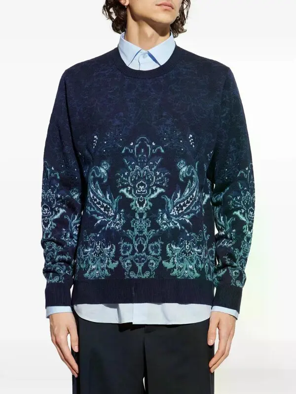Etro Floral-jacquard Sweater - Blue