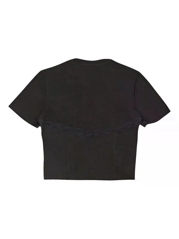 Callipygian Lace-trim Bustier T-shirt - Black