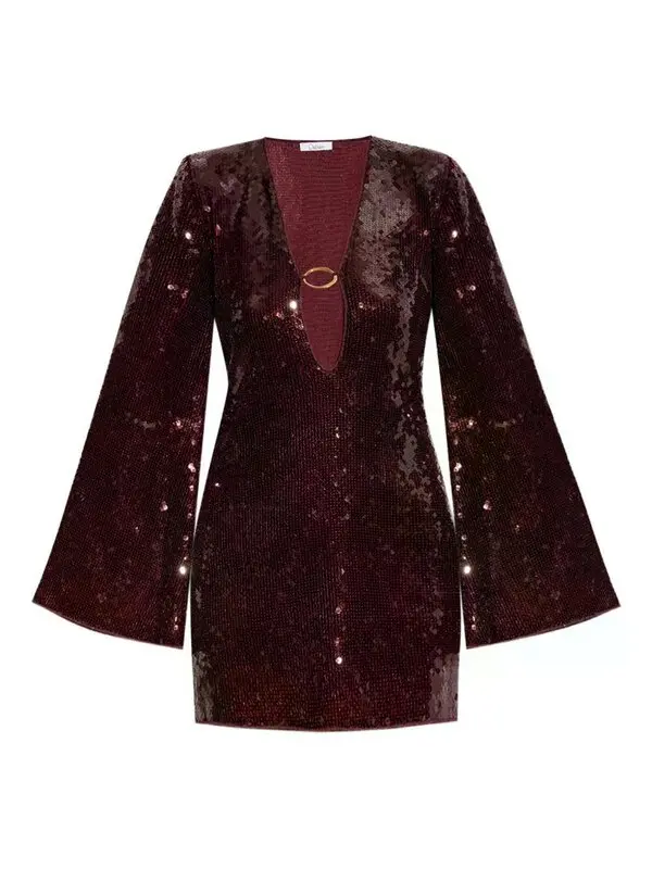 Oseree Sequin-embellished Deep-v Mini Dress