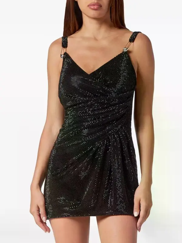 Philipp Plein Crystal-embellished Gathered Minidress