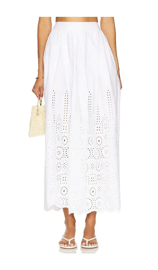 Susana Monaco Embroidered Poplin Maxi Skirt - Sugar