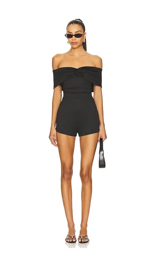 Superdown Cher Off Shoulder Romper - Black