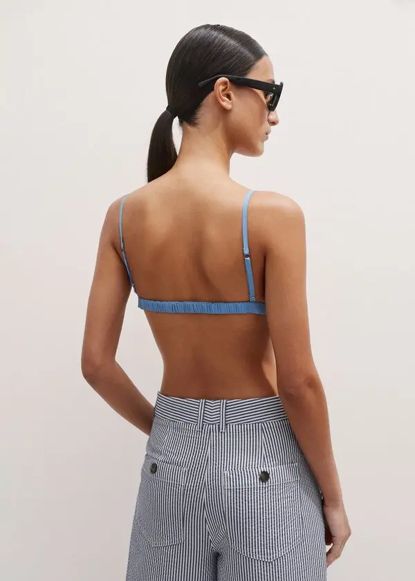 ME+EM Impossibly Soft Cotton Shirt Bralette Chambray - Blue