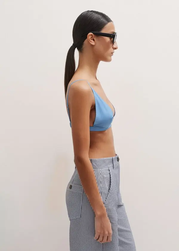 ME+EM Impossibly Soft Cotton Shirt Bralette Chambray - Blue