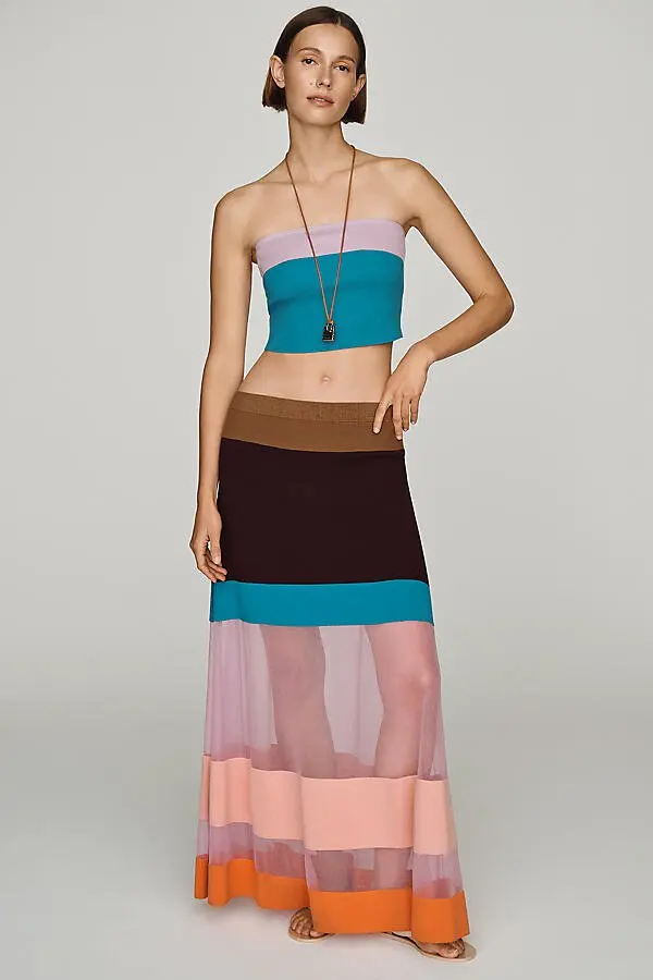 Maeve Striped Sheer Maxi Skirt - Lilac Combo