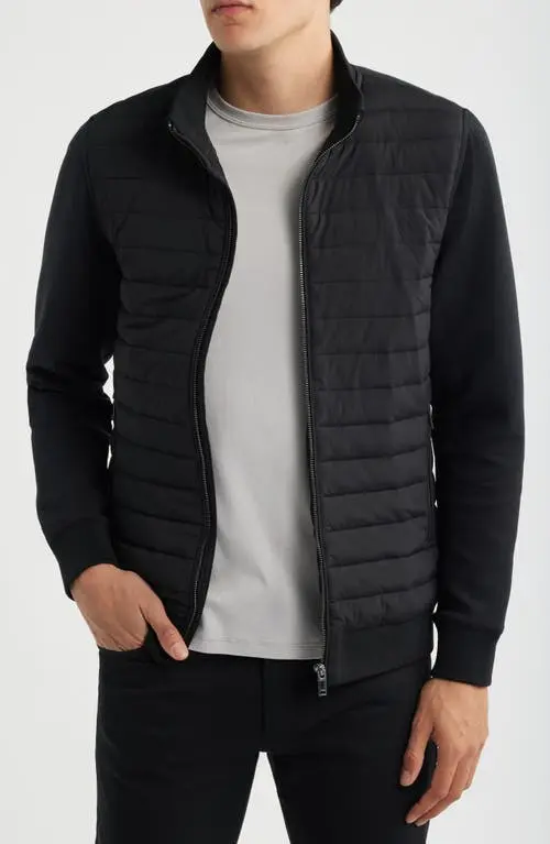 REISS Freddie Mixed Media Jacket - Black
