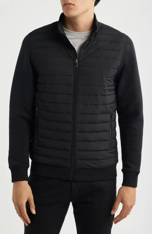 REISS Freddie Mixed Media Jacket - Black