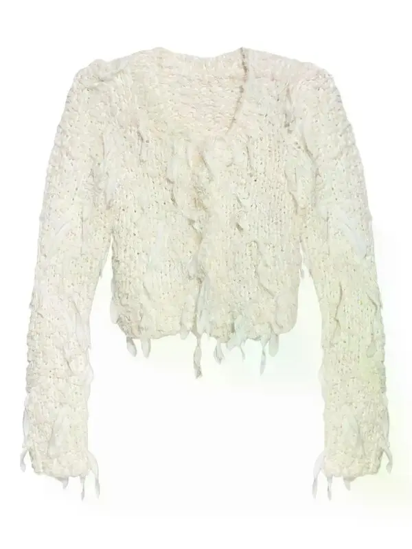 LoveShackFancy Frayed Cardigan - White