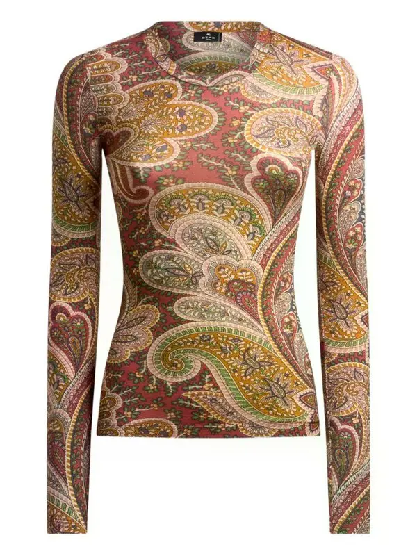 Etro Paisley-print Long-sleeve Top - Neutrals
