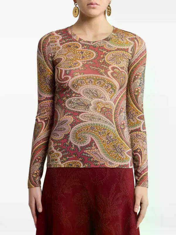 Etro Paisley-print Long-sleeve Top - Neutrals