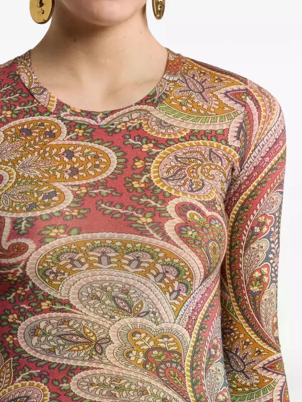 Etro Paisley-print Long-sleeve Top - Neutrals