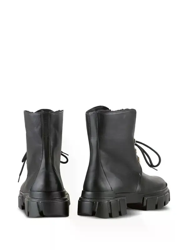 HOGL Lace-up Combat Boots With Chunky Platform Sole - Black