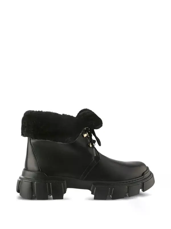 HOGL Lace-up Combat Boots With Chunky Platform Sole - Black