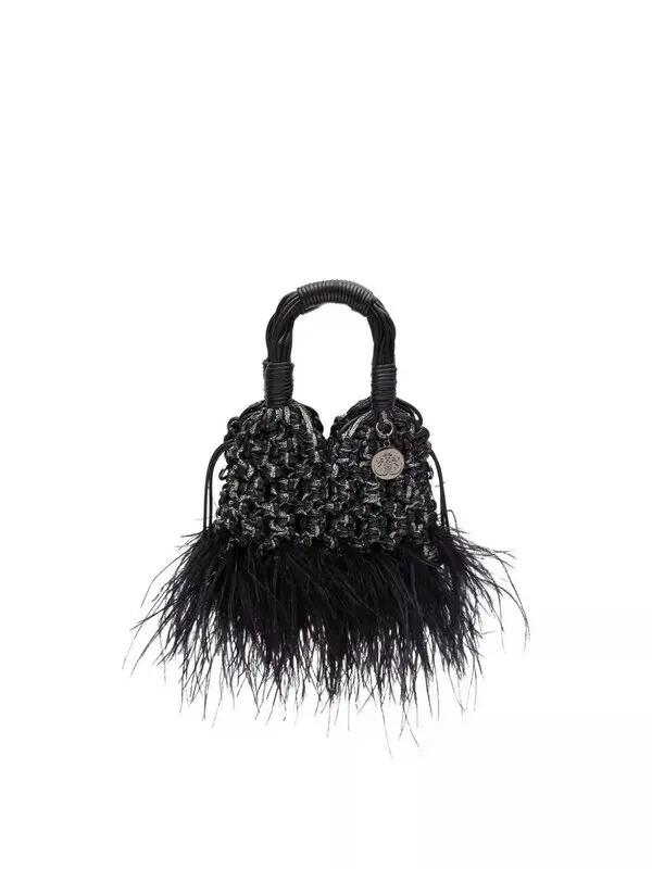 ISLA Glam Plumas Feathered Tote Bag - Black