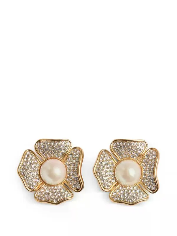 Valentino Garavani San Fin Metal Earrings With Swarovski Crystals And Pearls - Gold