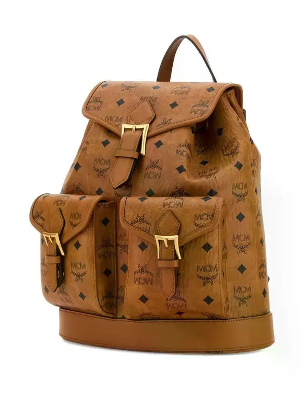 Mcm Monogram-print Backpack - Brown