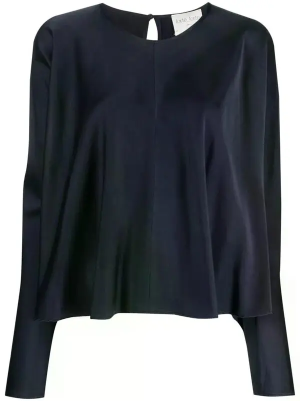 FORTE_FORTE Paneled Satin-finish Blouse