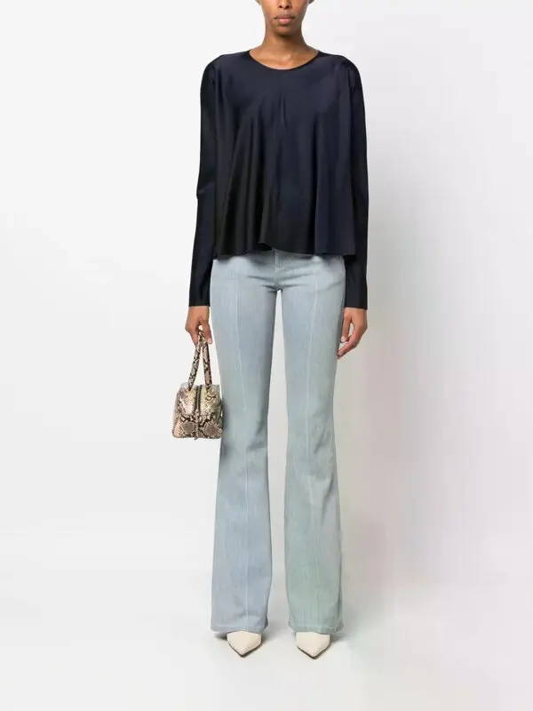 FORTE_FORTE Paneled Satin-finish Blouse