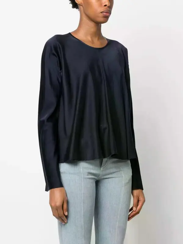 FORTE_FORTE Paneled Satin-finish Blouse