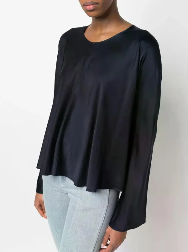 FORTE_FORTE Paneled Satin-finish Blouse