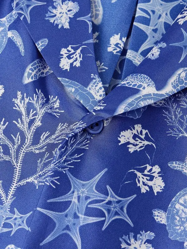 Vilebrequin Charli Camp-collar Printed Silk-twill Shirt - Blue