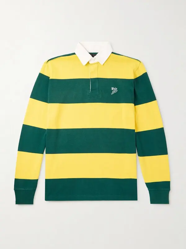 Polo Ralph Lauren Logo-embroidered Striped Cotton-jersey Rugby Shirt - Yellow